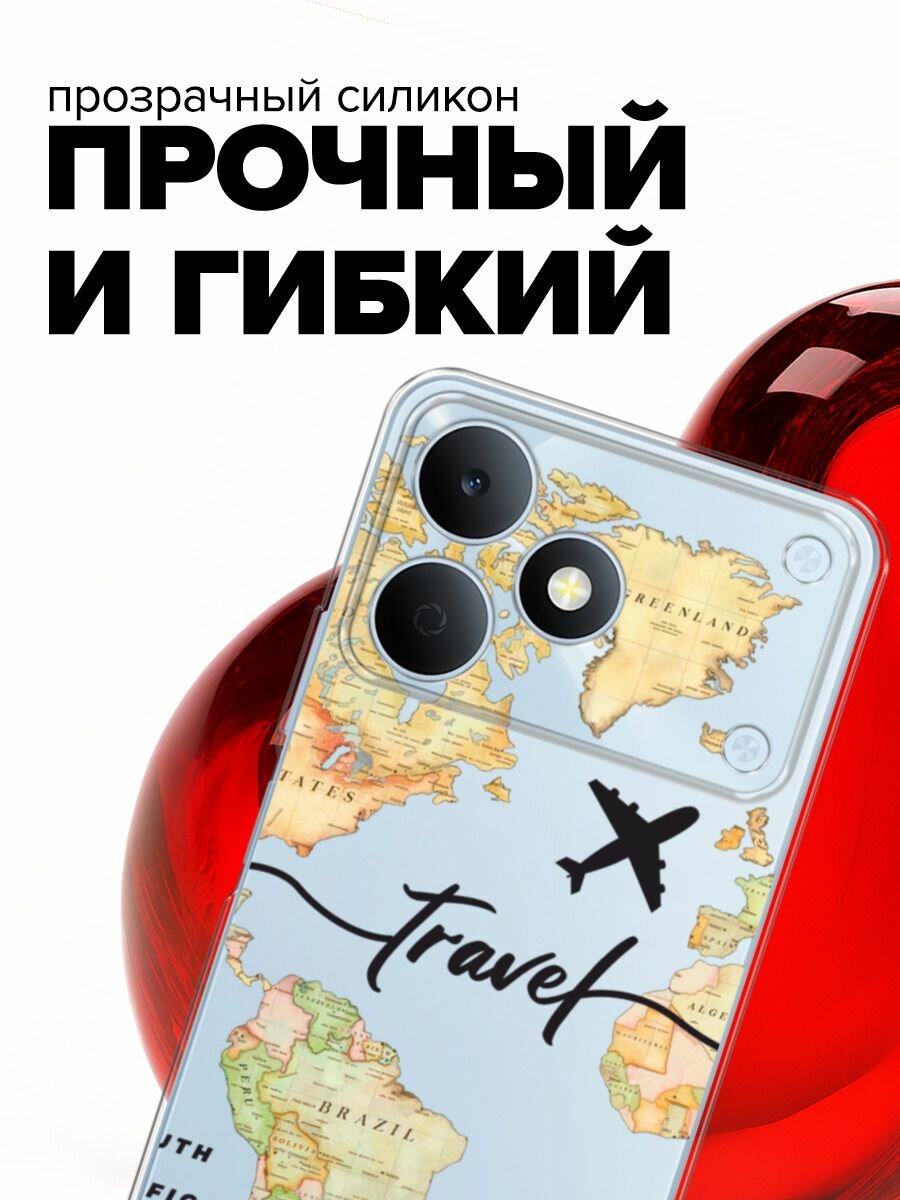 Чехол на Realme Note 80 / Реалми Нот 80 с принтом Travel карта — фото 1
