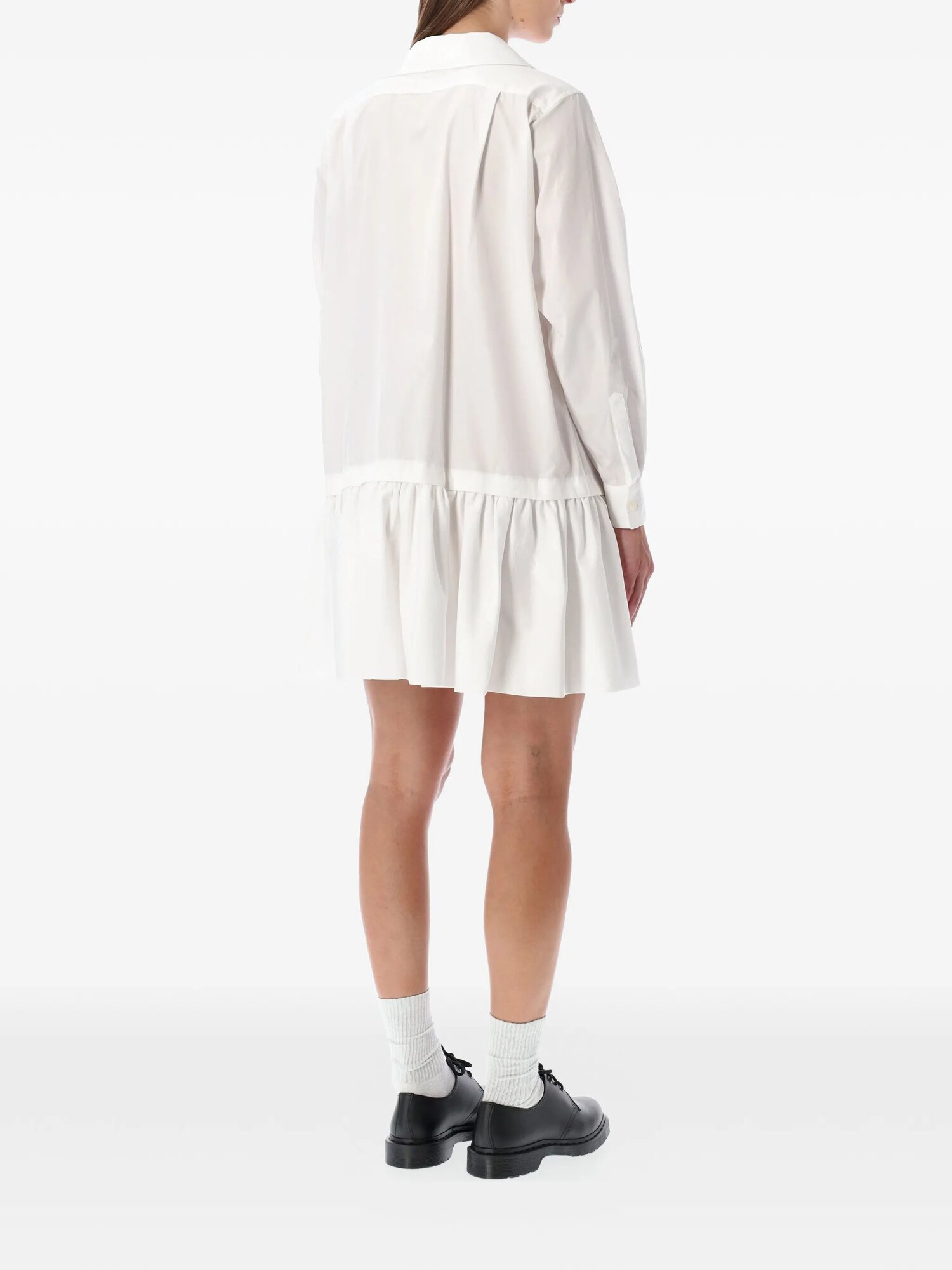Платье COMME des GARCONS Ruffled Peter Pan-collar mini dress, размер 40, бежевый/белый — фото 1