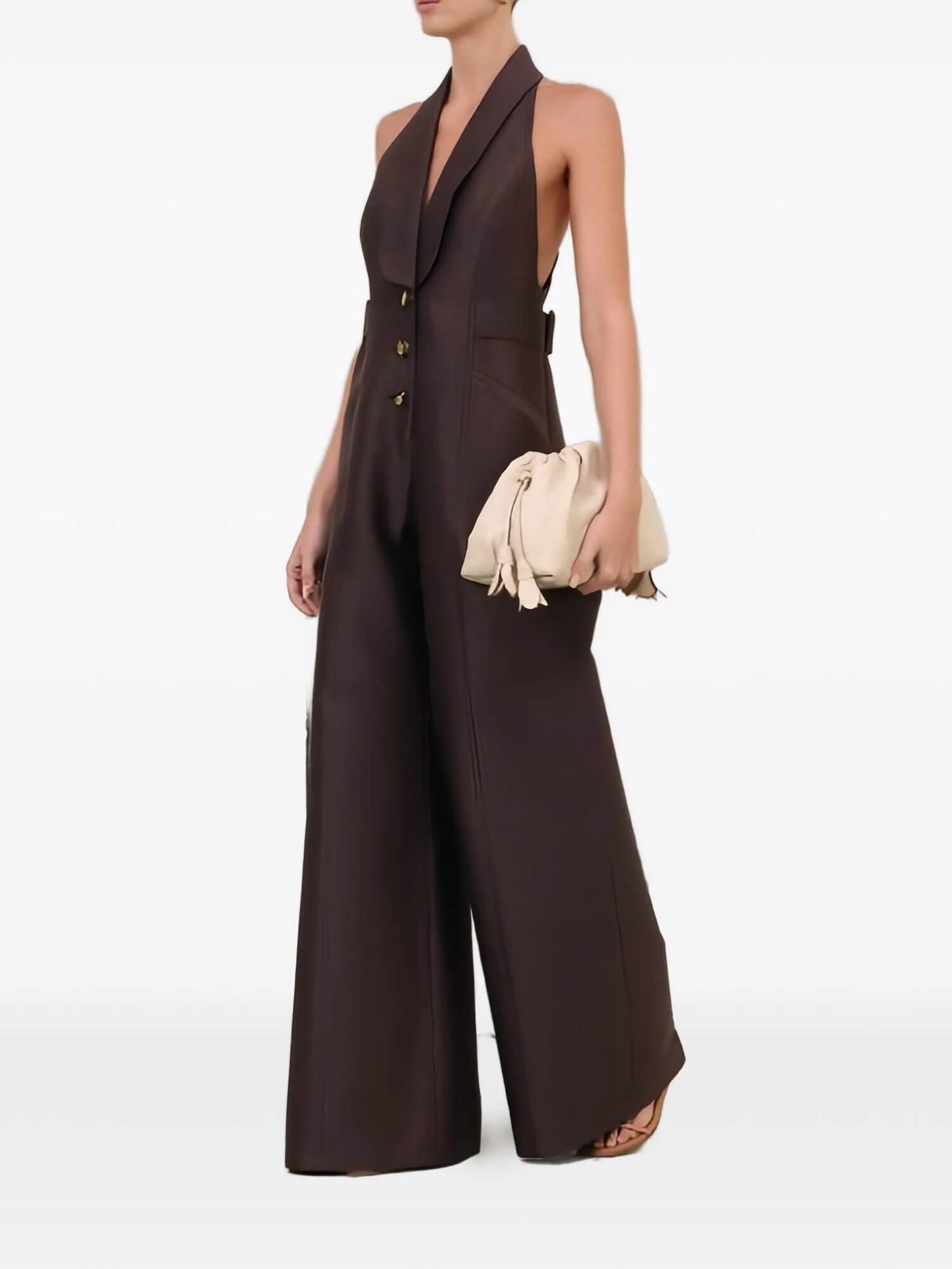 Комбинезон ZIMMERMANN Halterneck wide-leg jumpsuit, размер 42 — фото 1