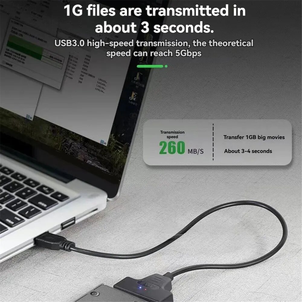 Кабель для компьютерной периферии USB 3.0 - SATA, черный матовый, для SSD/HDD