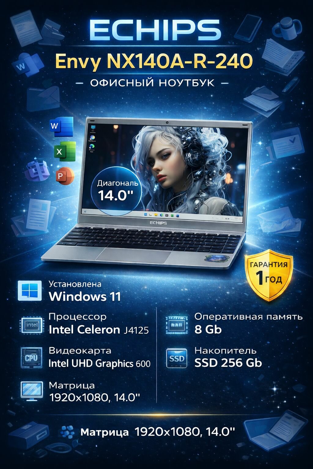 Ноутбук ЕСНIPS Envy NX140A-R-240. Товар уцененный