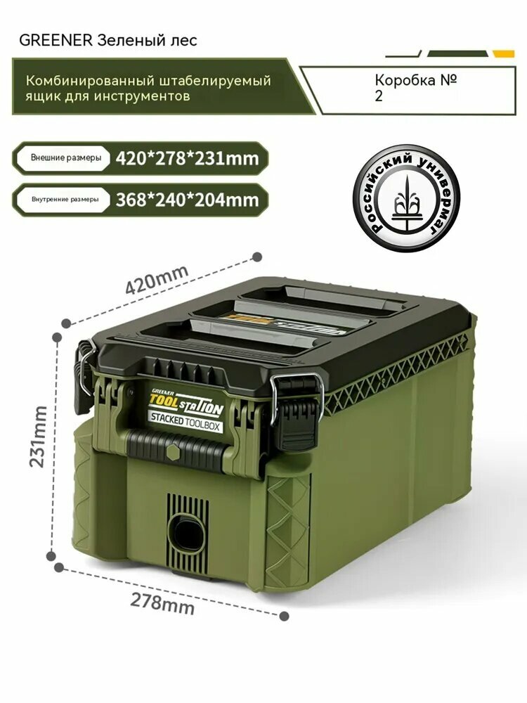 GREENER Ящик для инструментов 42 х 27.8 х 23.1 см, 0 секц, 0 отд.