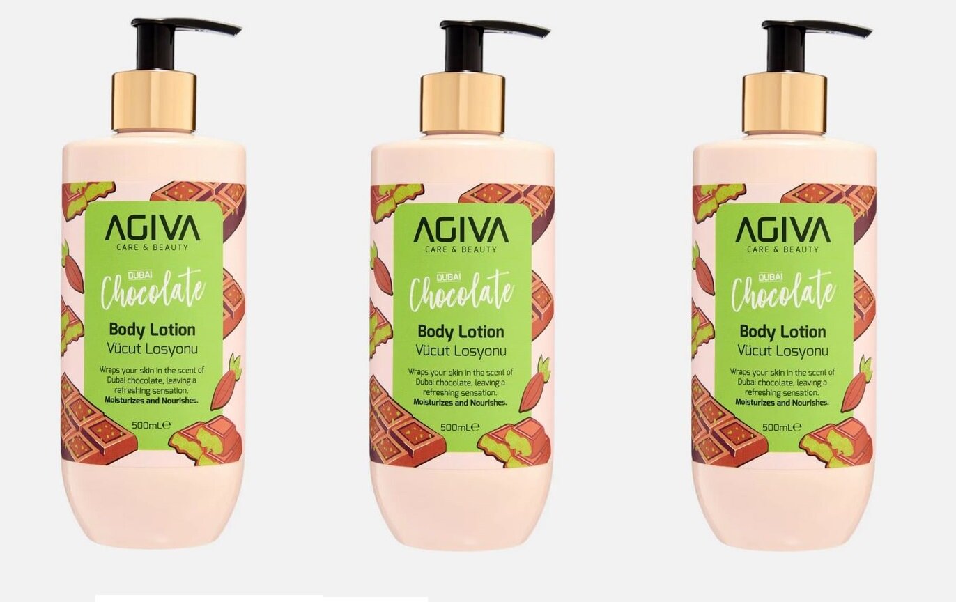Лосьон AGİVA для тела женский Care&Beauty Dubai Chocolate, 500 мл - 3 штуки