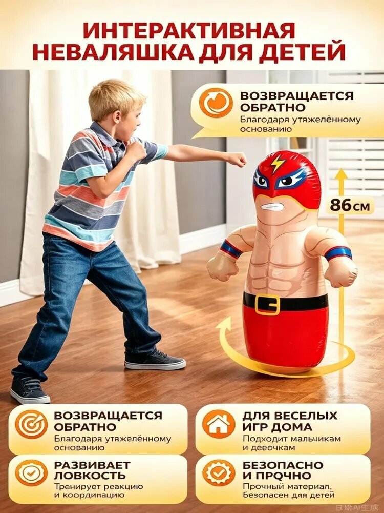 Фигура для битья "Без бренда", ПВХ, разноцветная, 91 см x 72 см, для детей от 3 лет