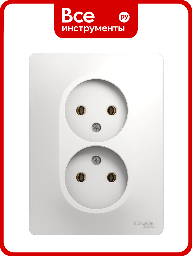 Розетка Systeme Electric 2-м GLOSSA без заземления, белая SchE, для сетей