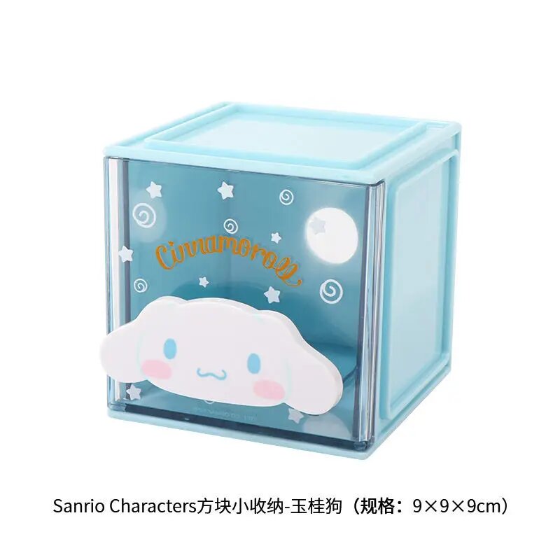 Милая аниме-фигурка Hello Kitty, прозрачная квадратная коробка для хранения Sanrio, милая настольная коробка для хранения My Melody в виде ящика, женская.