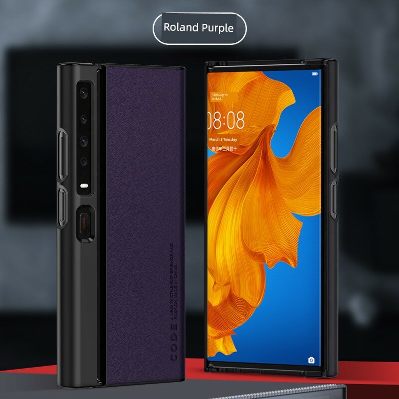 Чехол для Huawei Mate X5 Classic Edition с сине-фиолетовым оттенком Роланда, кожаный, противоударный, полная защита