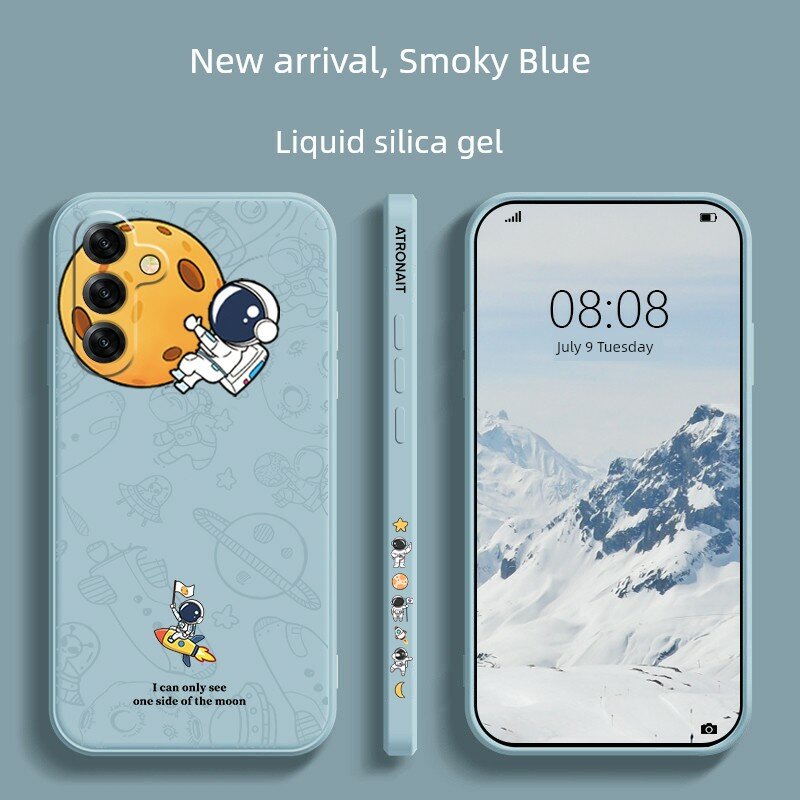Силиконовый чехол для Samsung Galaxy S24+ с рисунком граффити объятие планета, дымчато-синий, в комплекте защитная