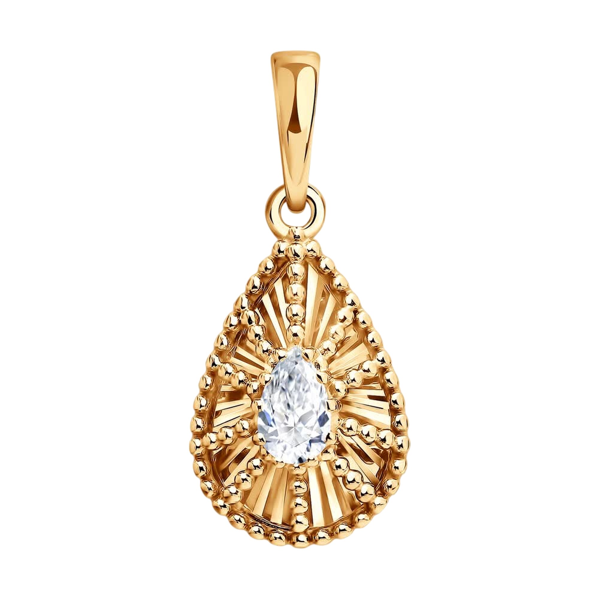 Подвеска Diamant online, красное золото, 585 проба, фианит