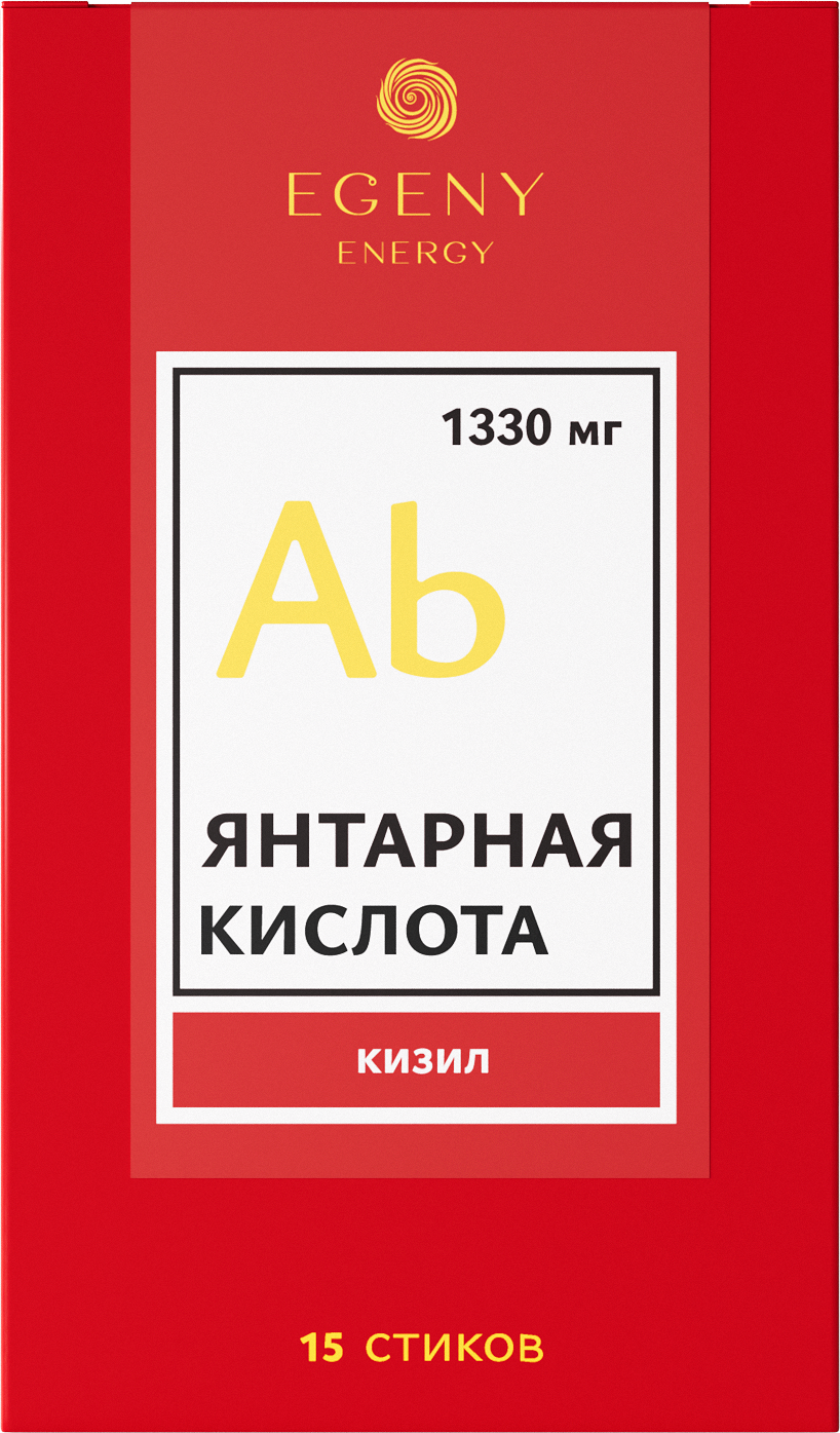 EGENY Натуральная янтарная кислота "Кизил" 15 стиков Natural Succinic Acid Egeny With Dogwood Juice 15 Sticks 300ml
