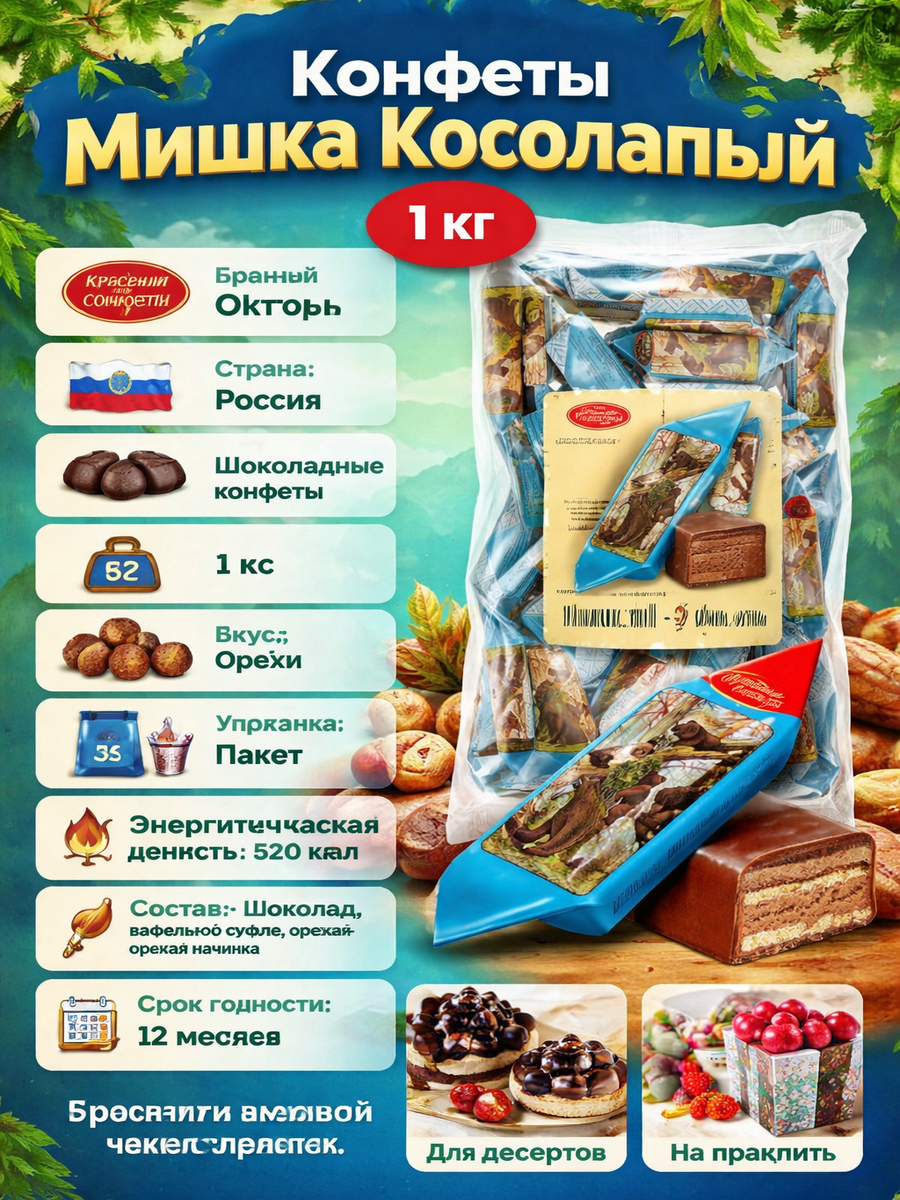 Конфеты Красный Октябрь Мишка Косолапый, 1кг