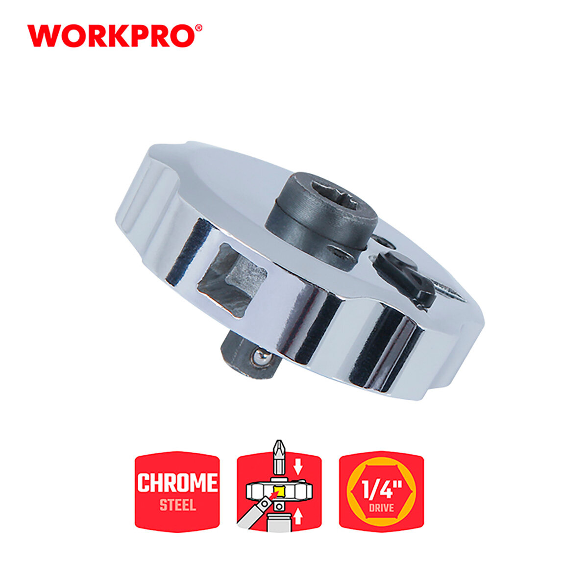 Ключ-трещотка Workpro, 1/4", 72 зуба