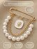 Брошь BLV Jewerly, эмаль, 1 шт., золотой, бежевый, белый