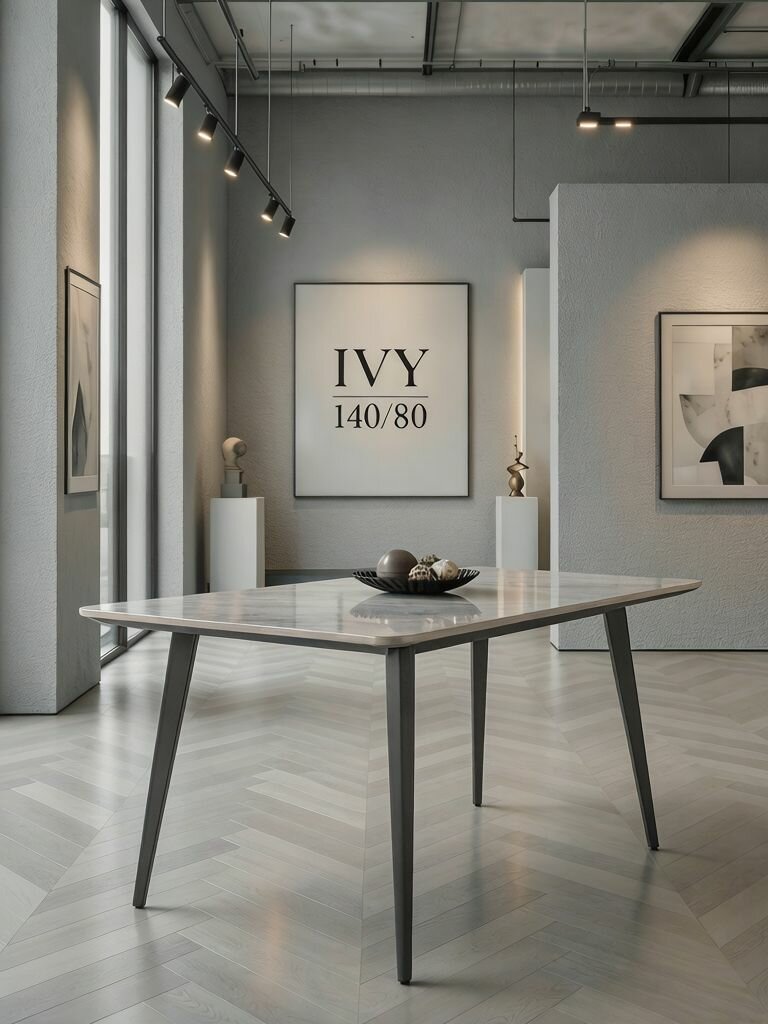 Керамический стол SIGNAL IVY 140/80 *надежное крепление столешницы* серый-черный лофт опоры