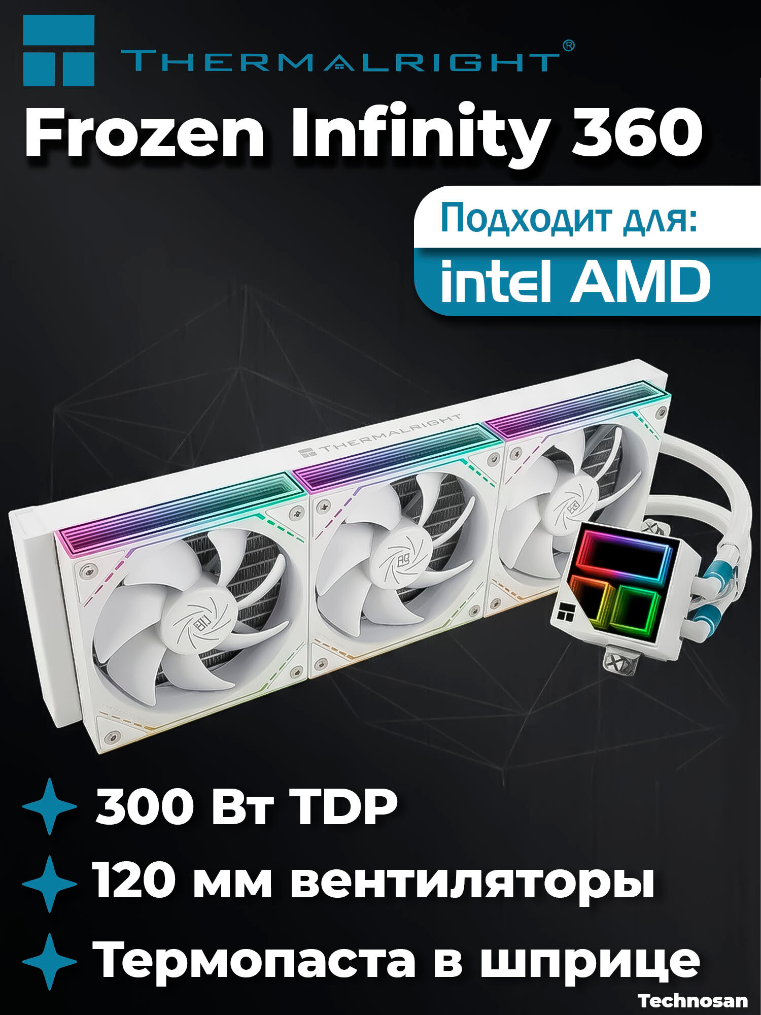 Система водяного охлаждения Thermalright Frozen Infinity 360 WHITE, для Intel/AMD, ARGB подсветка