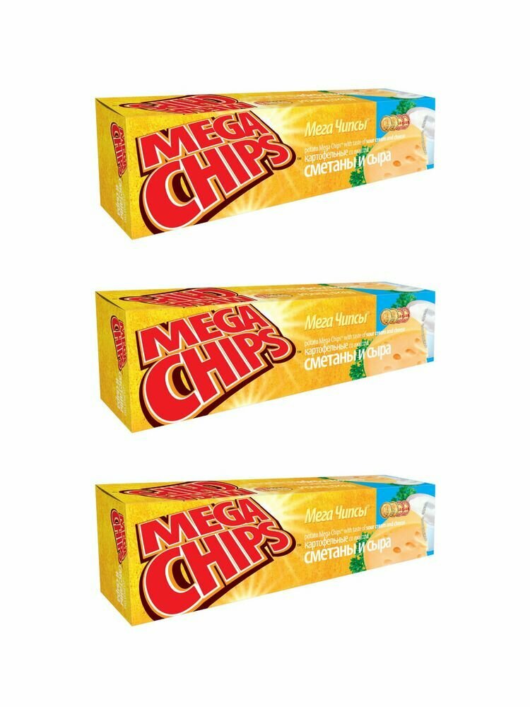 Mega Chips Чипсы-пластины картофельные с норвежским сыром, 100 г, 3 шт