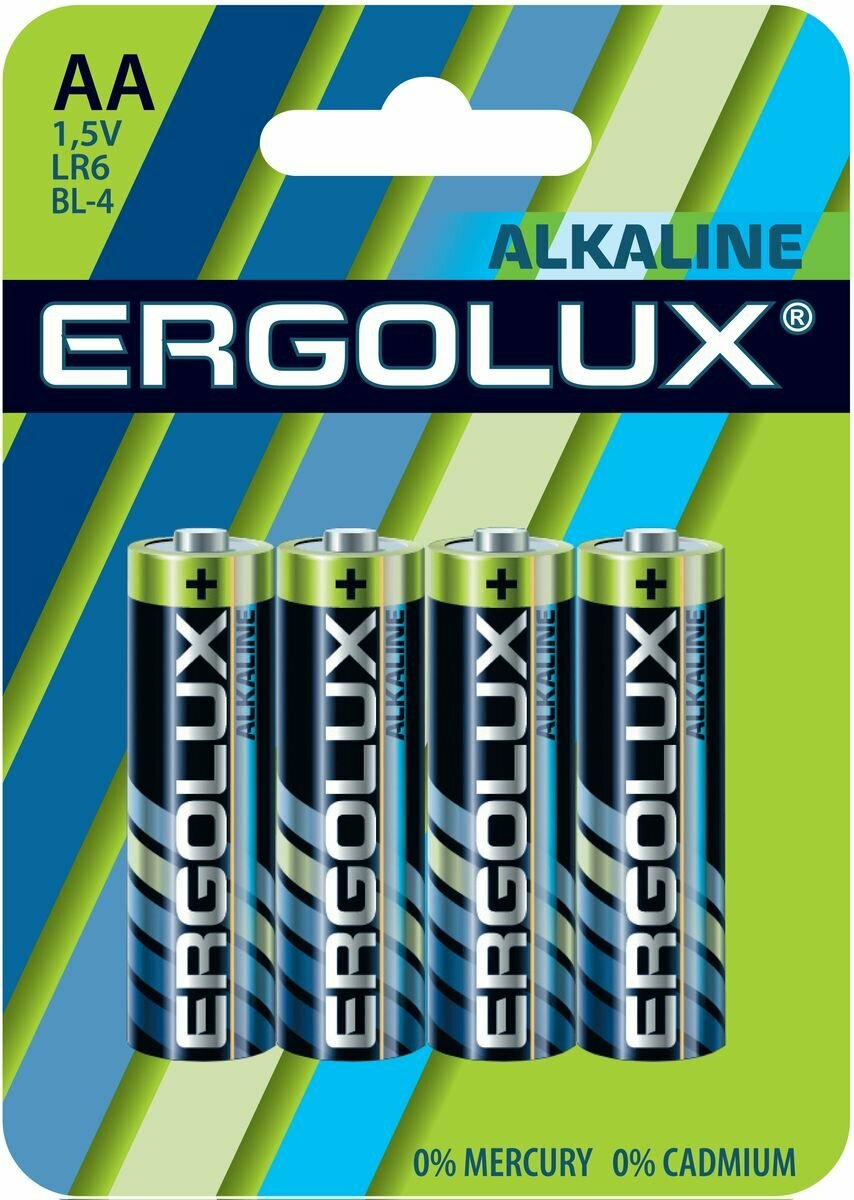 Батарейки АА пальчиковые / Ergolux / AA 1,5V щелочные 4 шт.