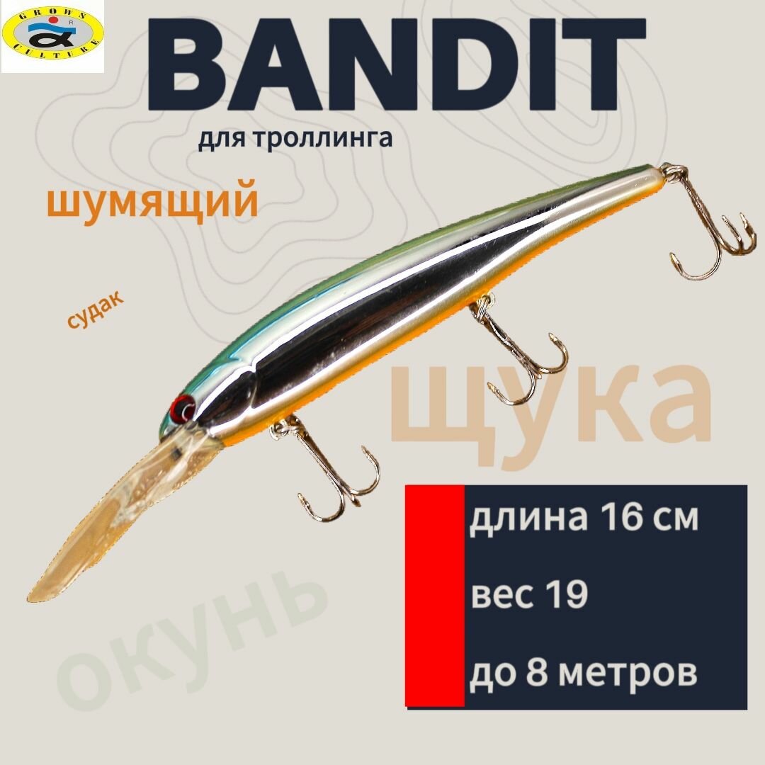 Воблер Bandits шумовой для троллинга 12 см 19 g до 8 метров Grows culture