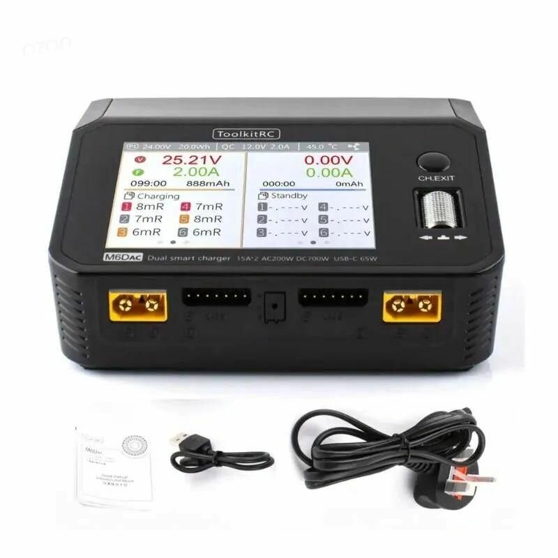 Зарядное устройство ToolkitRC M6DAC(двухканальное, AC/DC, 200/700W)-.-yx