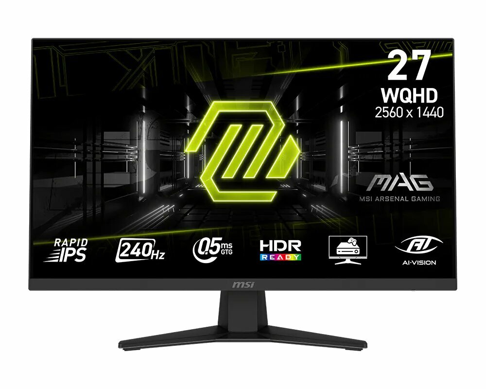 Монитор 27" MSI MAG 274QF X24 Rapid IPS, 2560x1440, 240Hz, 0,5ms, 250сd/m, 1000:1, HDR | 2xHDMI(2.0b), DP(1.2a) | InPSU, Vesa 100, Black