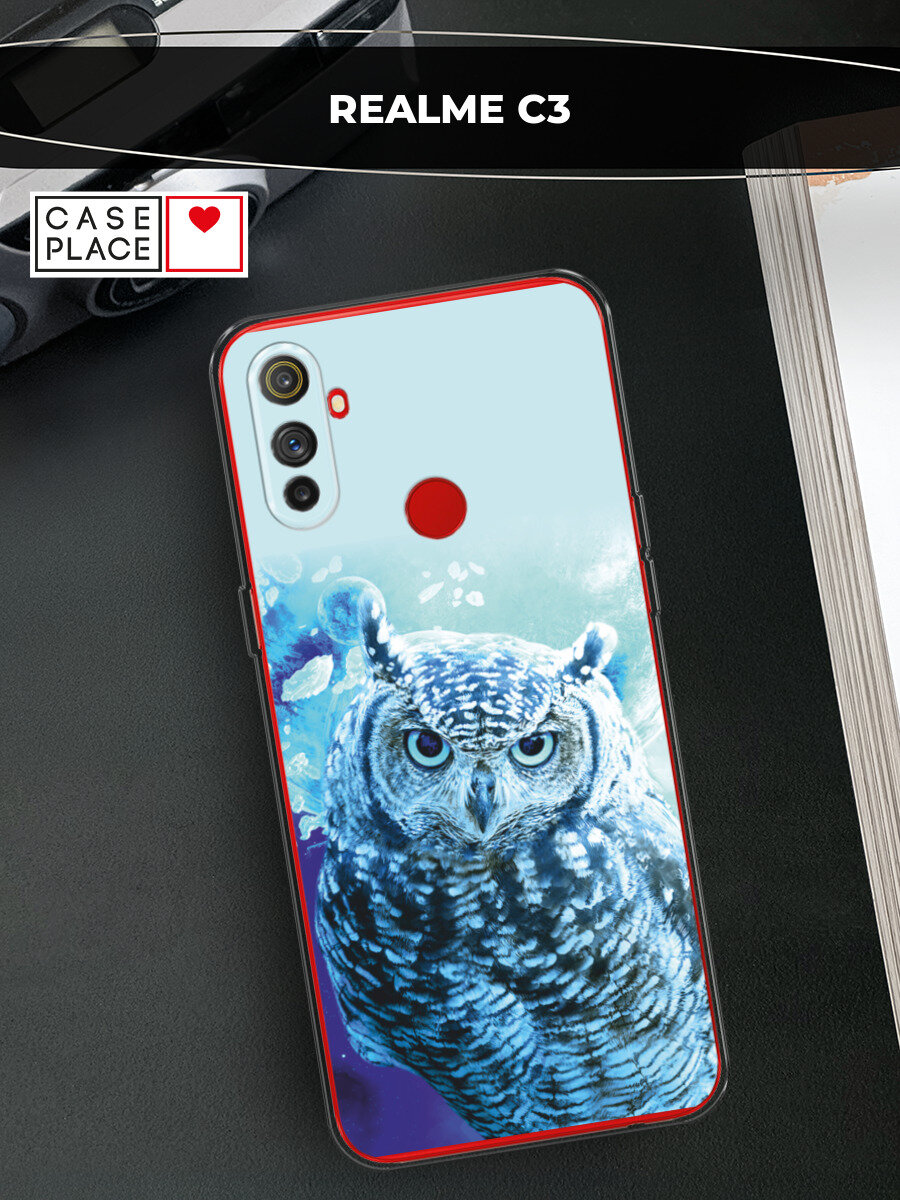 Чехол на Realme C3 / Реалми C3 с принтом Сова арт 7