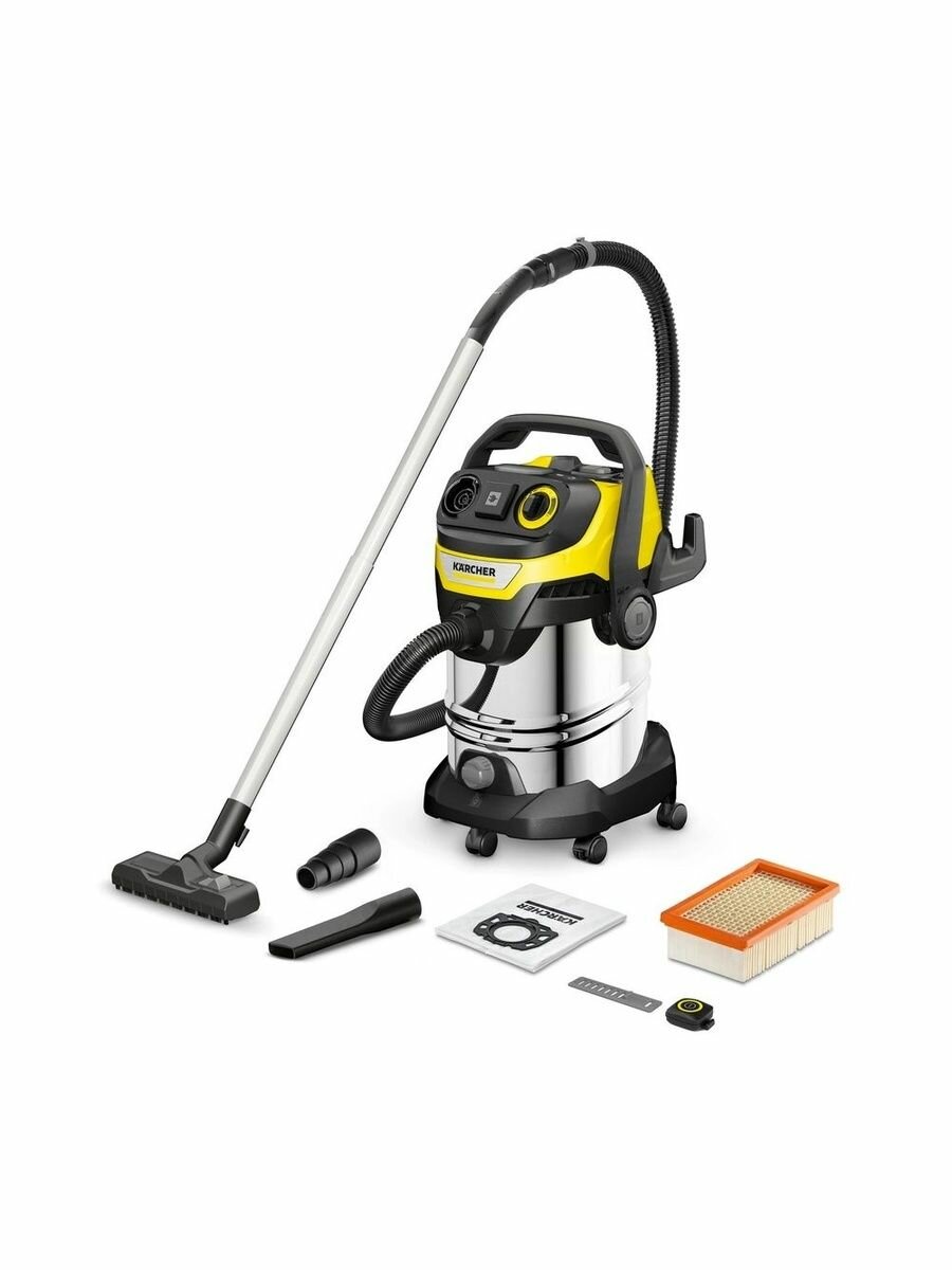 Пылесос для сухой и влажной уборки Karcher WD 7 Control P S 30/6/35/T (1.628-385.0) на 30% из переработанного пластика, 1400 Вт, 30 литров, 73 дБ, функция выдувания, полуавтоматическая очистка