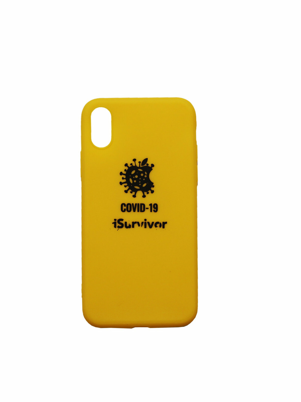 Полиуретановый противоударный чехол для iPhone 10(X) - COVID-19 iSurvivor жёлтый