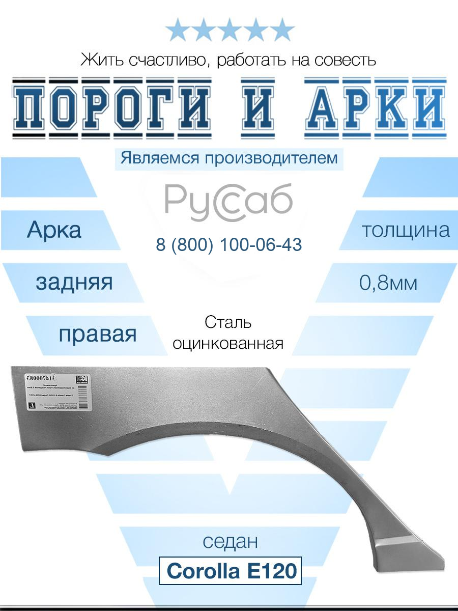 Арка правая для Toyota Corolla E120 2000-2007 седан