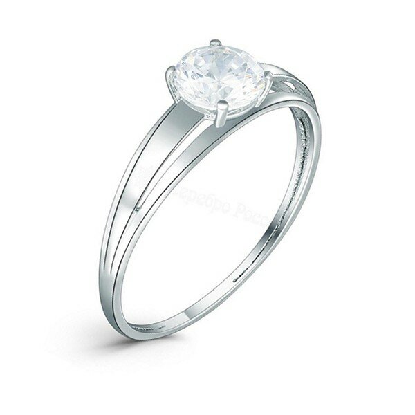 Кольцо тонкое, широкое JEWELIN, серебро, 925 проба, родирование, фианит