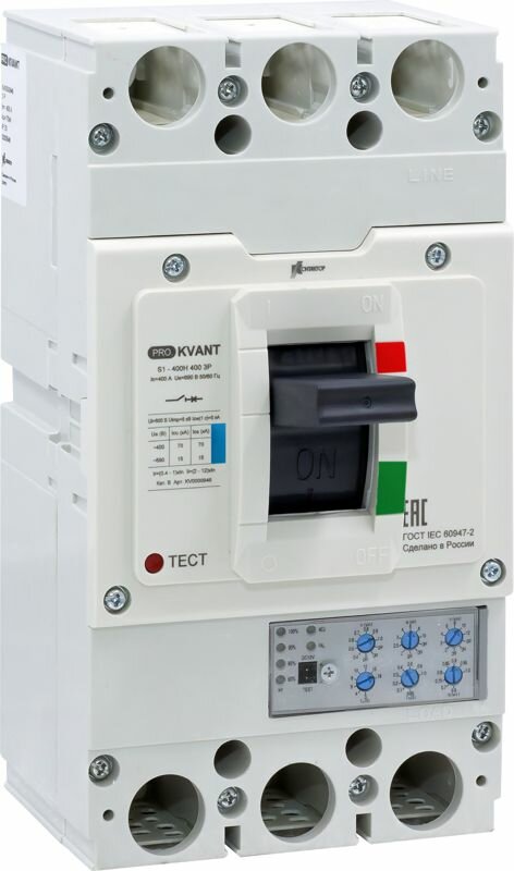 Выключатель автоматический PRO.KVANT S1-400S 3P 400А 50кА в литом корпусе с электрон. расцеп. Контактор KV0000945