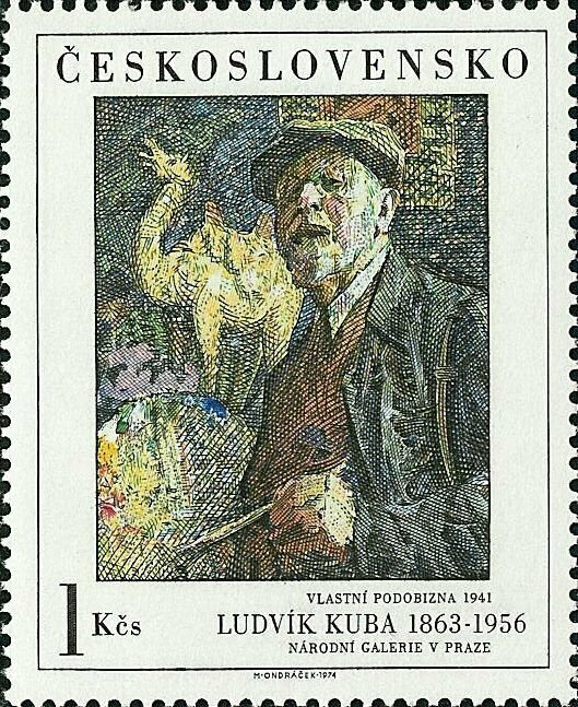(1974-055) Марка Чехословакия "Л. Куба" , III гашеная
