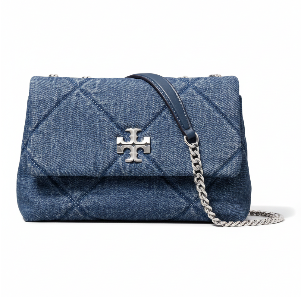 Сумка Tory Burch Kira, фактура плетеная, синий — фото 1