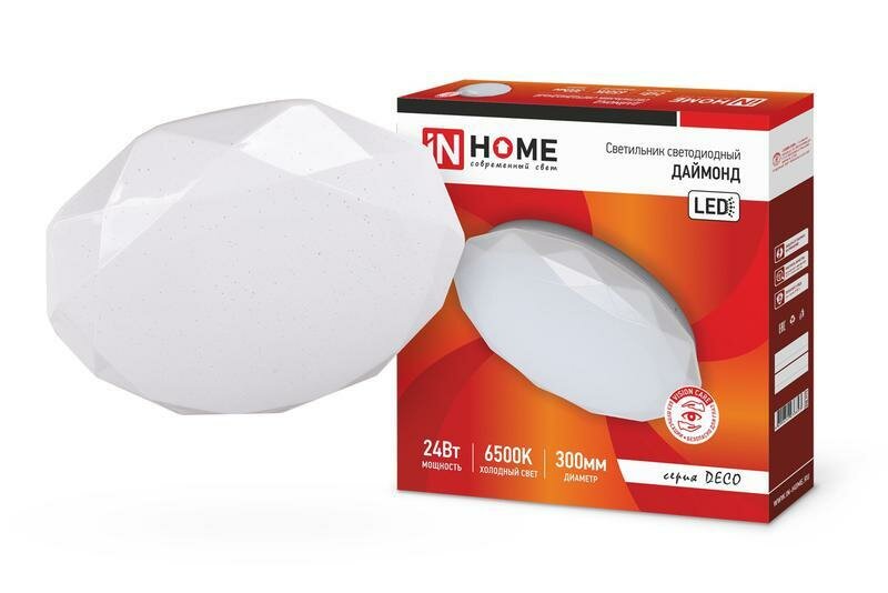 Светильник светодиодный IN HOME DECO даймонд, 24 Вт, 6500 К, 2160 лм, 230В, 330х55 мм
