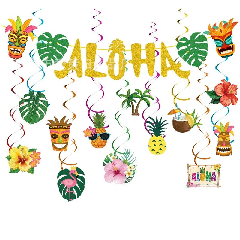 Декор для вечеринки "Aloha" 21шт, гавайская вечеринка