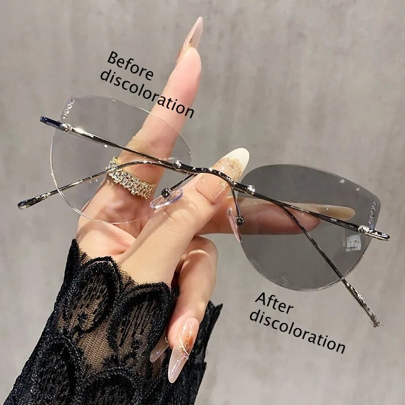 Женские безрамные очки, sliver, -2.0