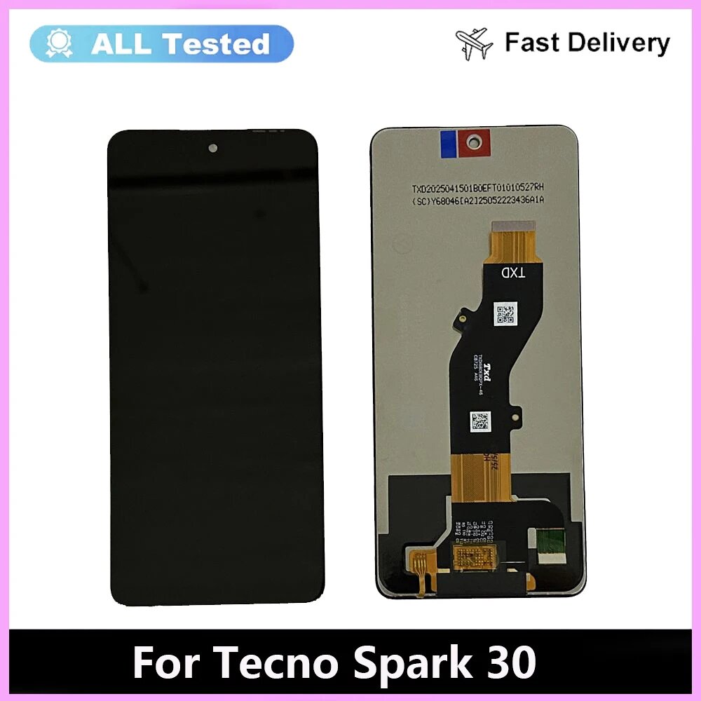 Дисплей для Tecno Spark 30 KL6 черный