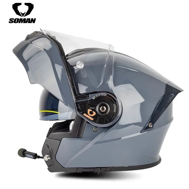 SOMAN SM965 Motorcycle Bluetooth Helmet Flip Up Full Face Casco With DOT&ECE Certification Casque Cycling Helmets