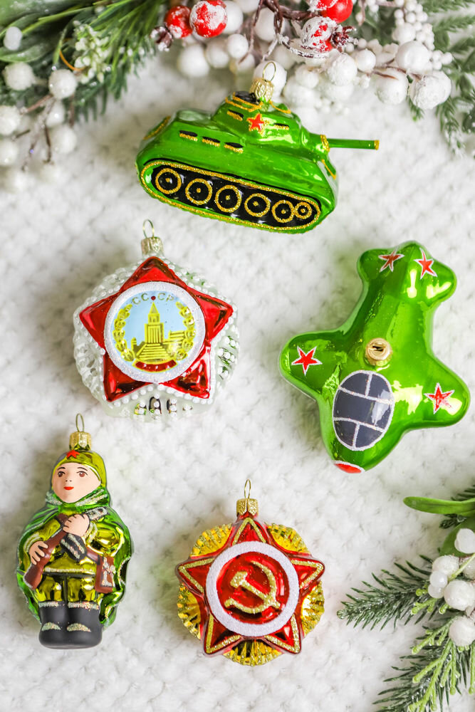 Набор ёлочных игрушек, подарочная упаковка, слава, 6-10 см, 5 шт, Елочка С2146