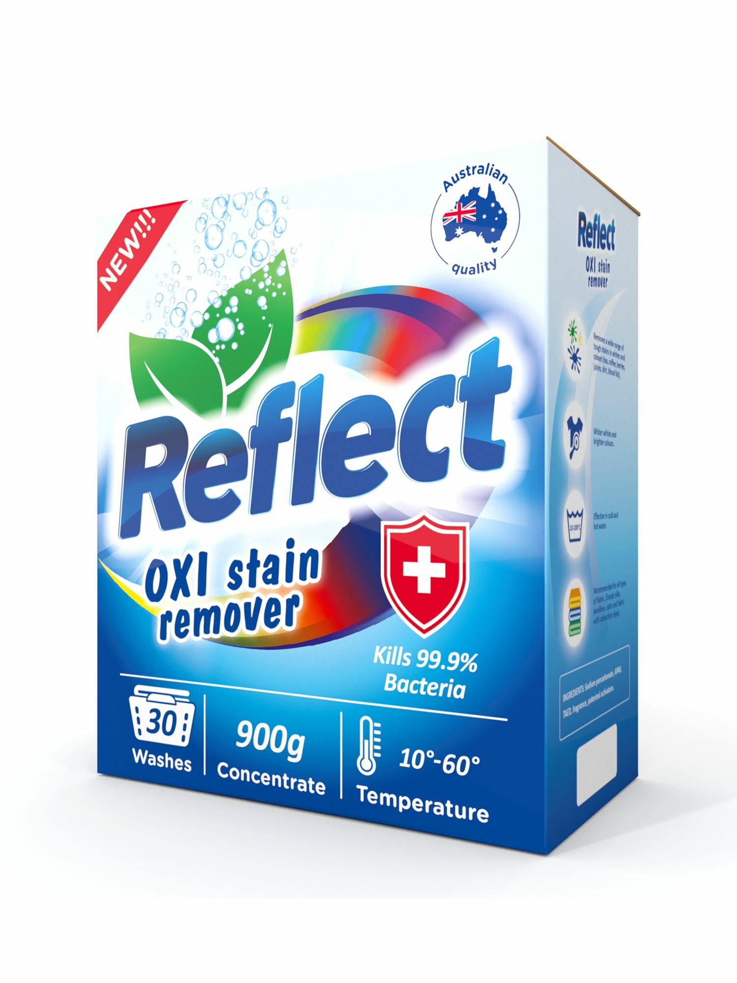 Кислородный экологичный пятновыводитель для белых и цветных тканей Reflect OXI stain remover , без хлора, 900 грамм