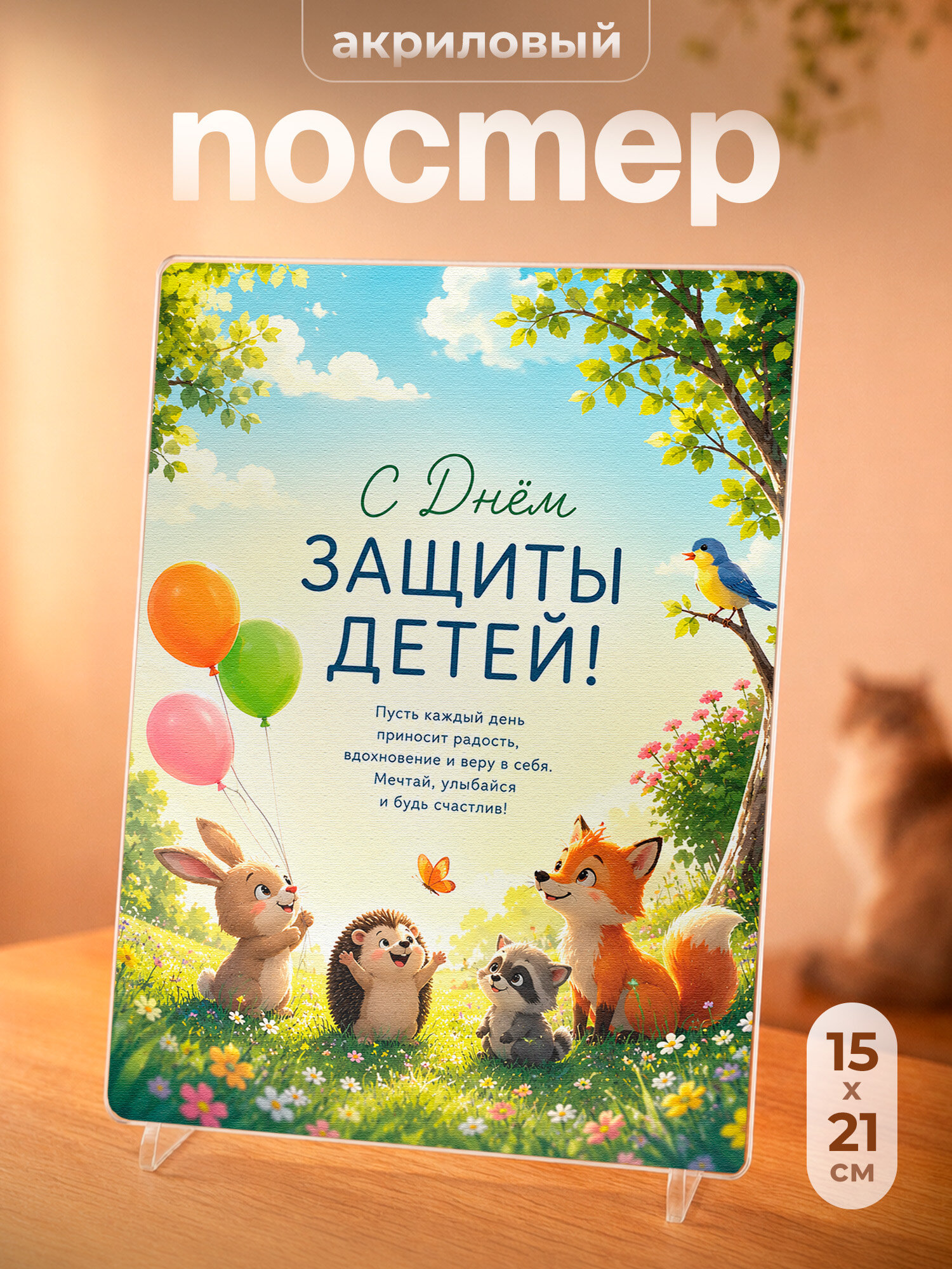 Постер акриловый подарок на день защиты детей звери