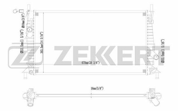 Zekkert Радиатор охлаждения двигателя Ford C-Max 07 Focus I II 03- Mazda 3 03- Volvo C30 06- S40 II 04- V50 04-