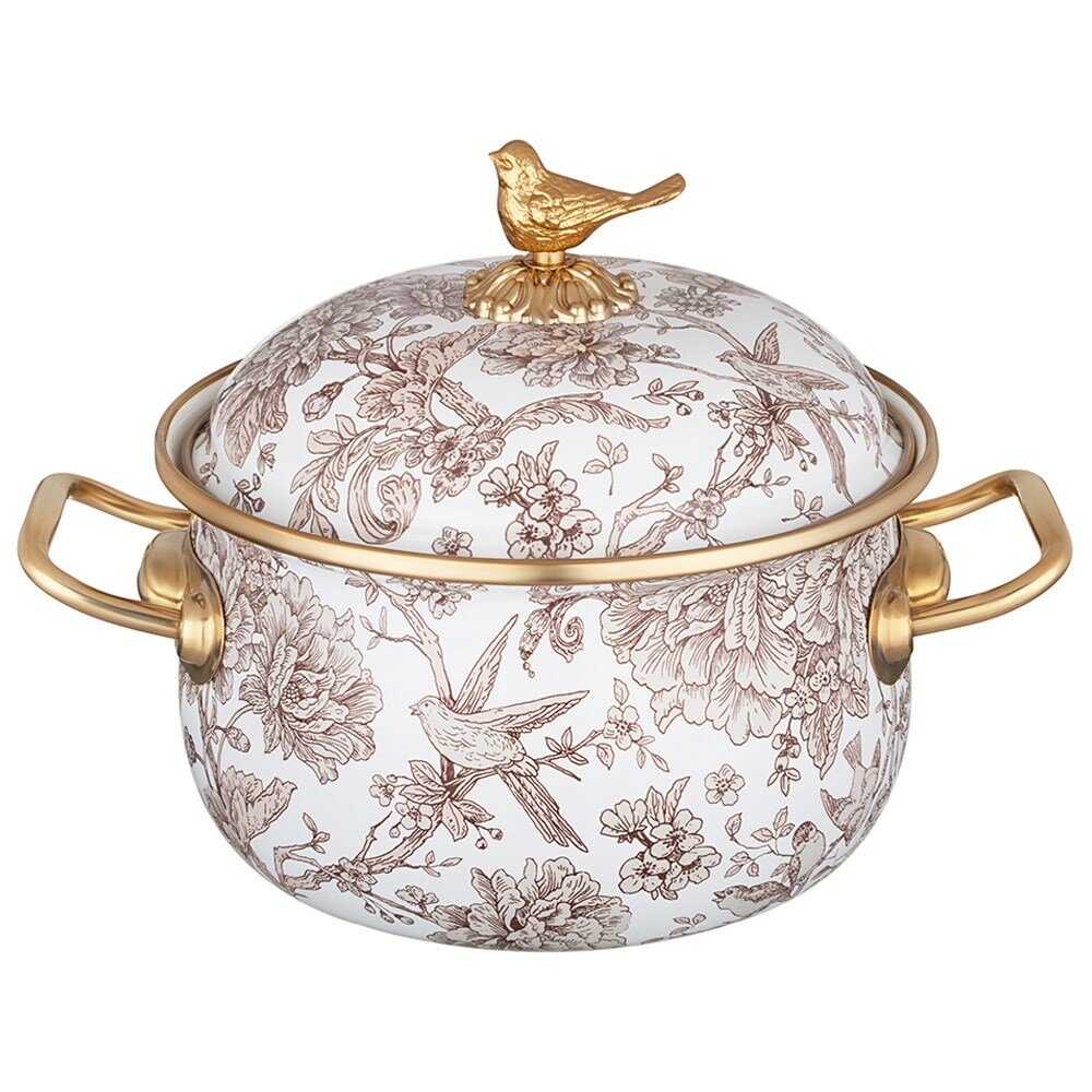 Кастрюля эмалированная lefard с крышкой, серия royal garden 2,1л, диа.16 см подходит для индукцион. п