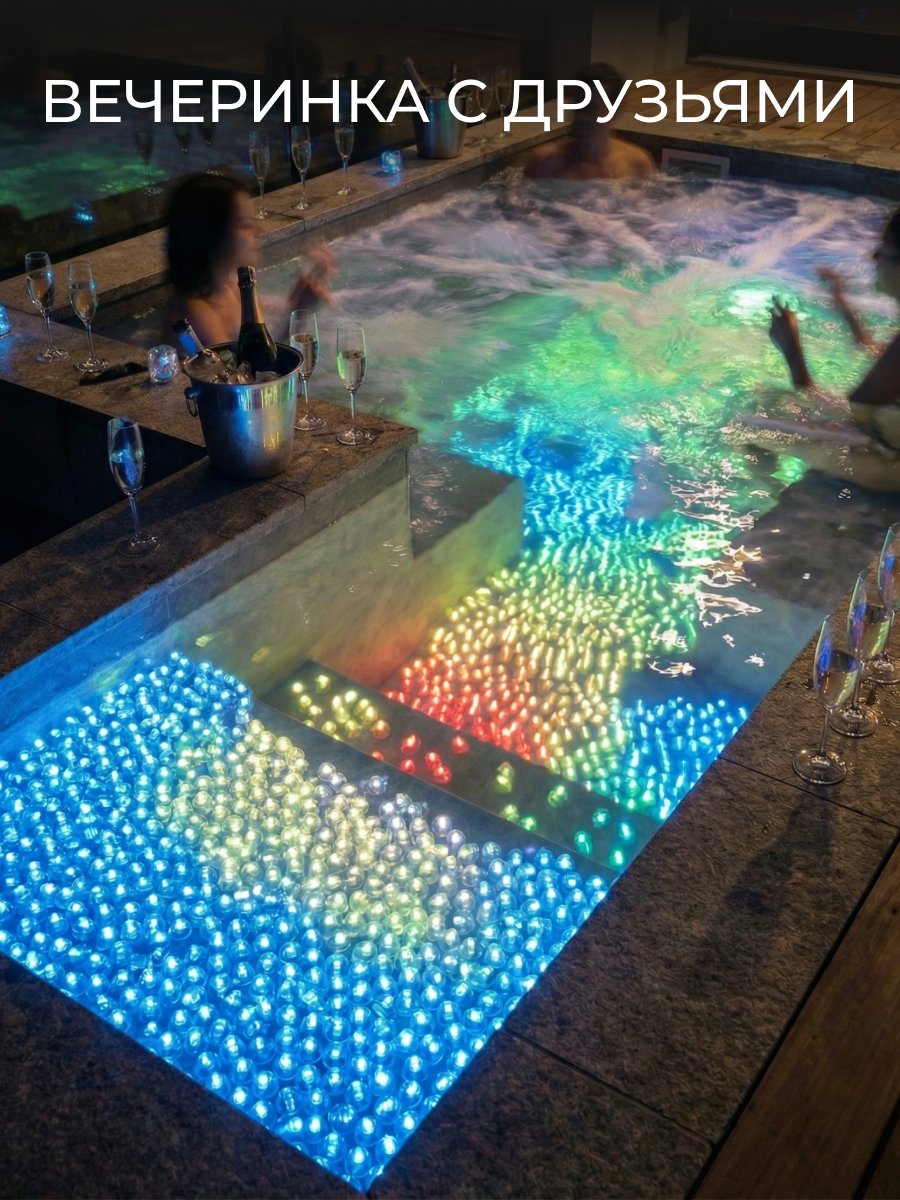 Светящийся декор для дома и интерьера «Aqua Glow» — LED-сферы в вазу или стакан, стильный светиль.