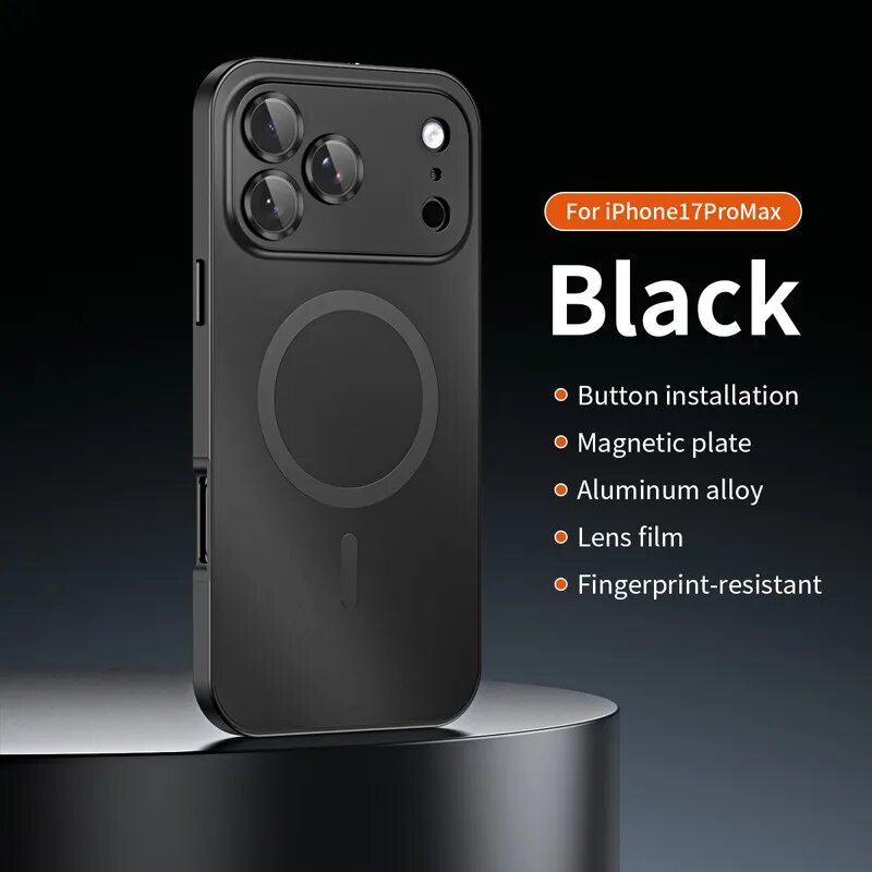 Для iPhone Air, магнитный чехол 17 Pro Max ELVEV, чехол для iPhone17 Про Макс, Черный, Black