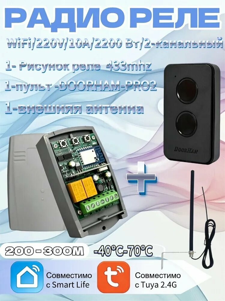 Tuya WIFI AC 85-256Гаражная дверь Открыватель ворот приемник 2ch 433mhz 433.92mhz универсальный фиксированный прокатывающий код многомарковый контроллер Switch+1pcsRemote
