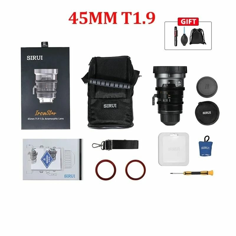 Объектив камеры SIRUI IRONSTAR lens 45mm T1.9 1.5X for Canon EF(Neutral Wire/Естественный свет), Анаморфотный полнокадровый широкоугольный кинообъектив , Кинематографическая атмосфера
