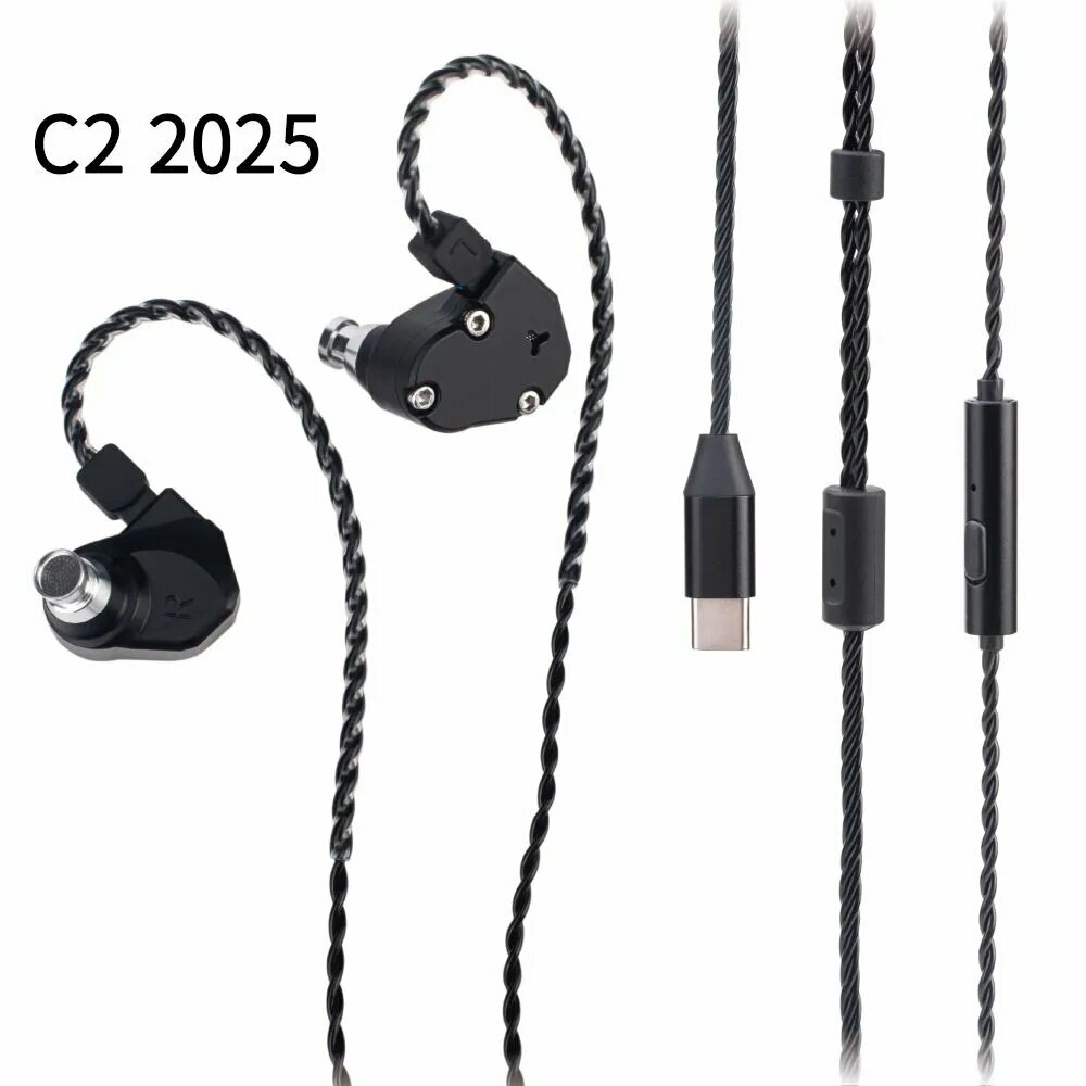TinHiFi Наушники проводные с микрофоном C2 2025, USB Type-C, черный, светло-серый