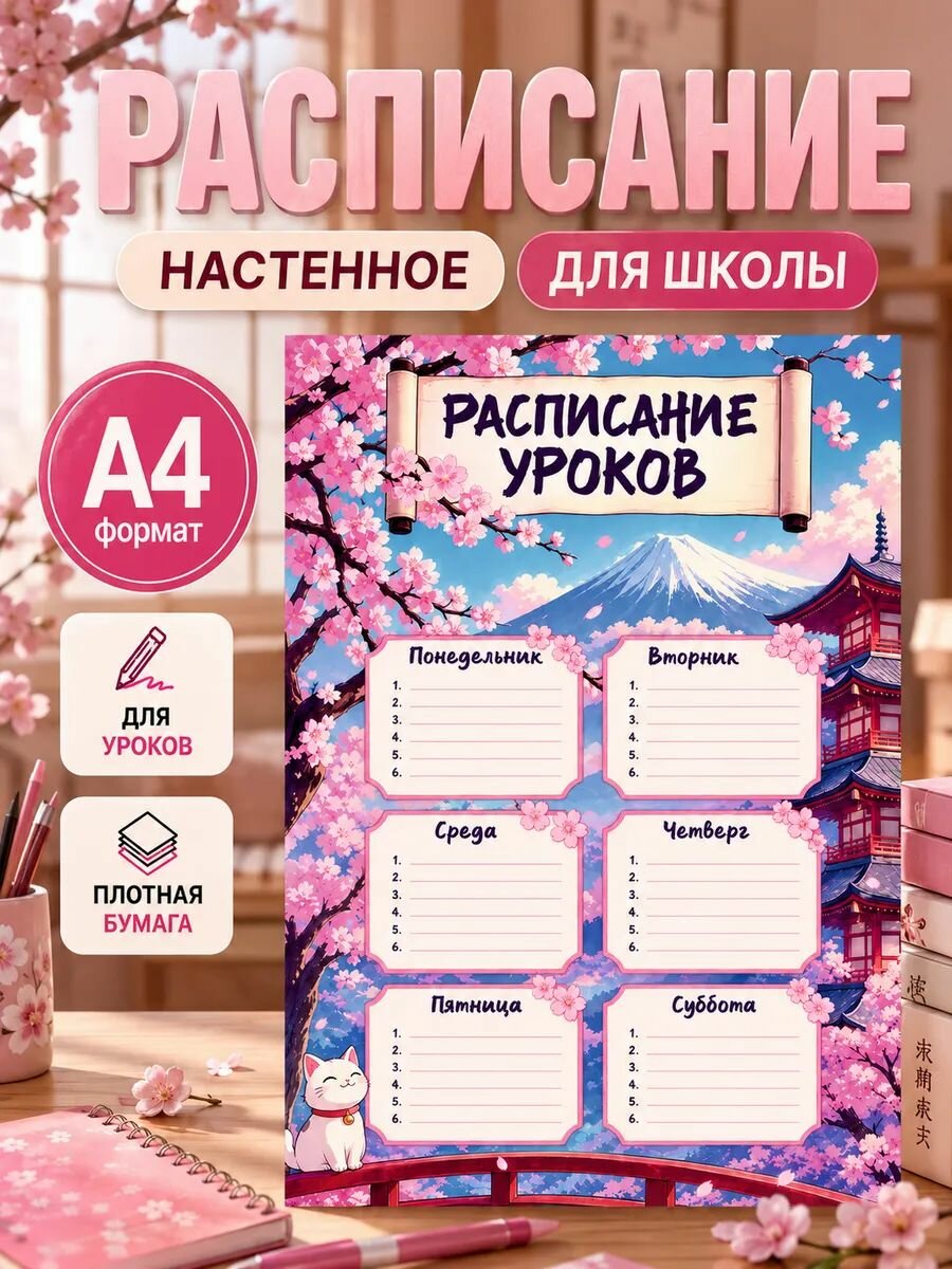 Расписание уроков настенное Япония