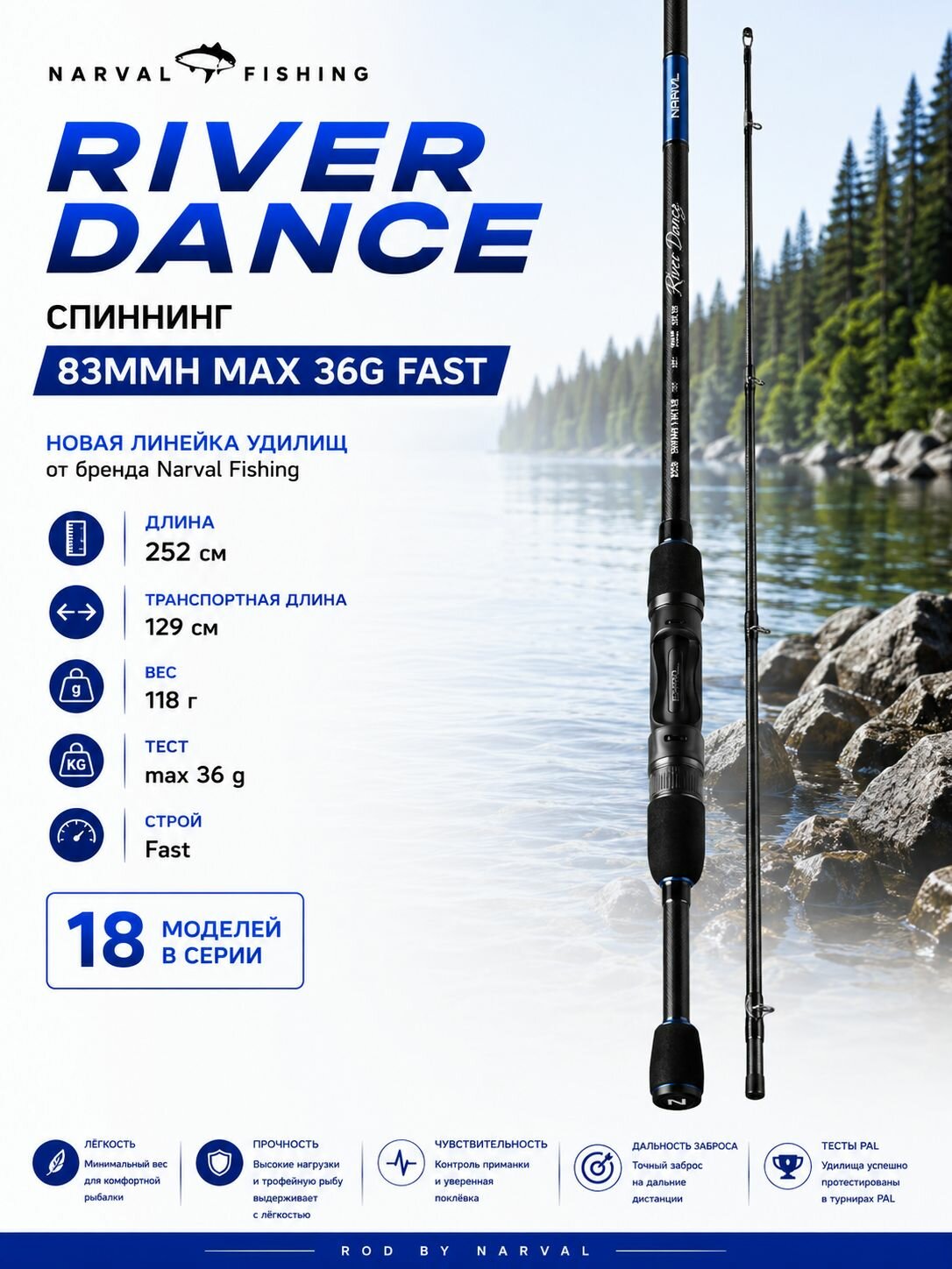 Спиннинг Narval Fishing River Dance 83MMH max 36g Fast