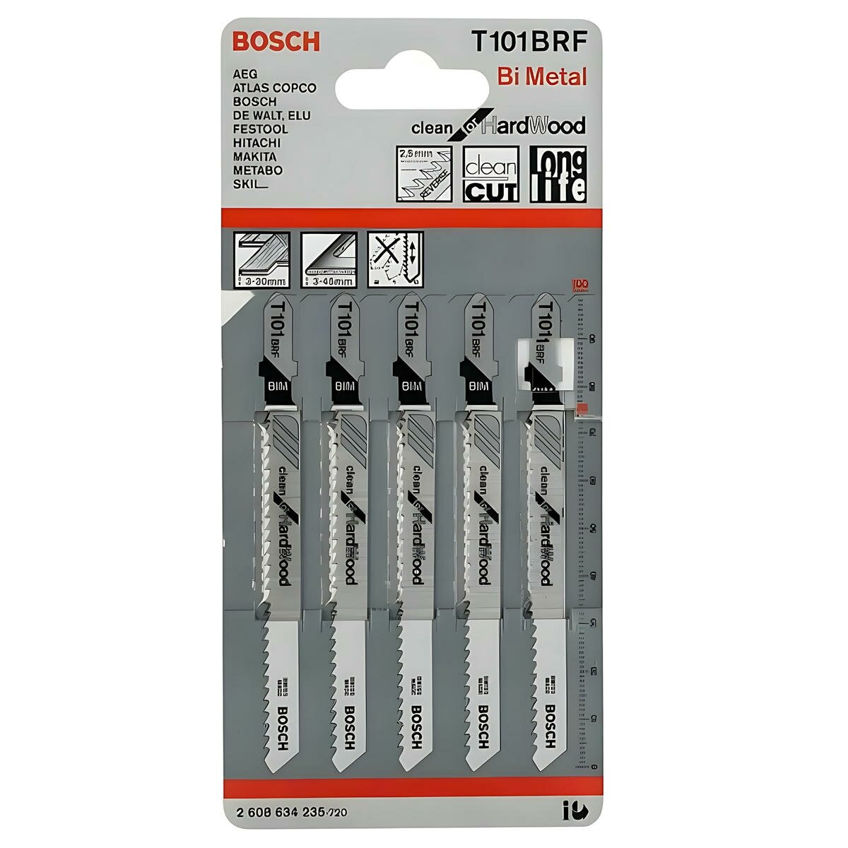 Bosch T101BRF BiM Clean for HardWood пильные полотна 100x2.5 (по дереву), 5 шт, 2608634235